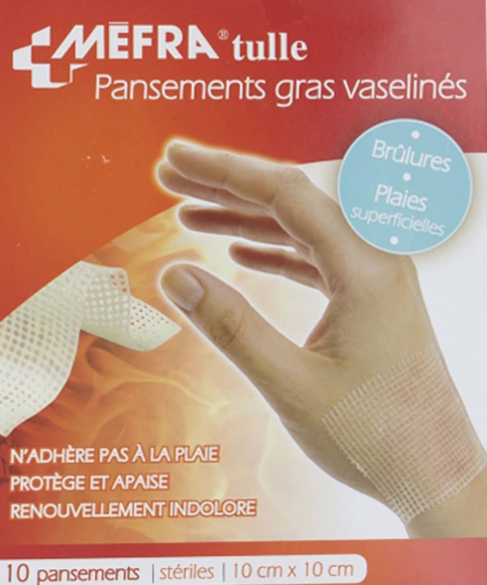 Tulle gras Mefra 10x10cm x10 - Iles du nord médical